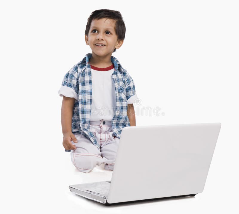 Boy using a laptop stock image. Image of view, front - 36256531