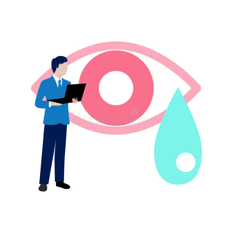 Boy is Using Laptop To Find Eye Drops Stock Illustration - Illustration ...