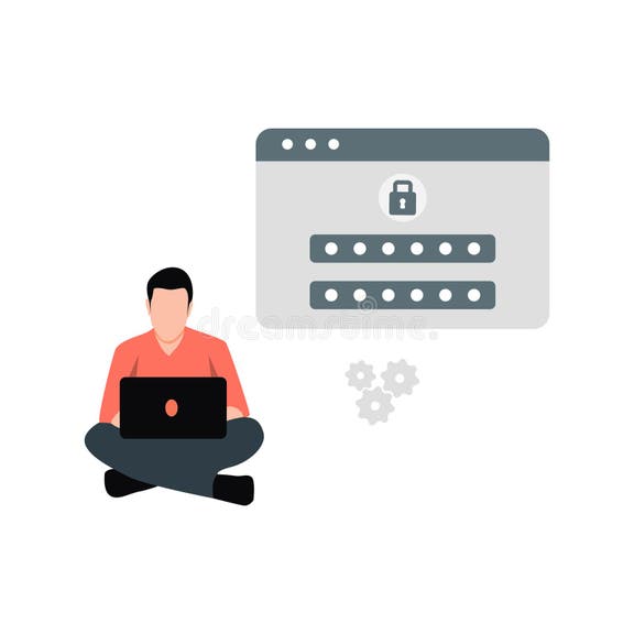 A Boy is Using a Laptop To Set a Password for an Account Stock ...