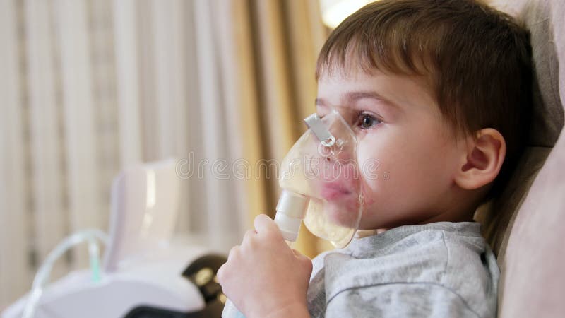 Boy Using Nebulizer for Asthma. Stock Video - Video of equipment ...