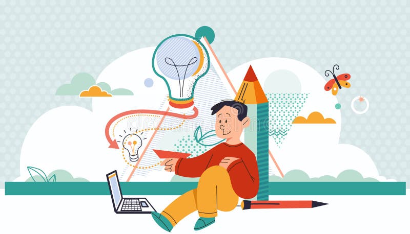 Boy Using Notebook Computer. Learning and Enjoying Online. Children ...