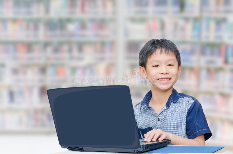 Boy Using Notebook Computer Stock Photo - Image of schoolboy, people ...