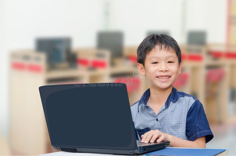 Boy Using Notebook Computer Stock Photo - Image of people, asian: 55930788