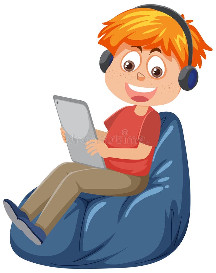 Kid Using Tablet Clipart Stock Illustrations – 87 Kid Using Tablet ...