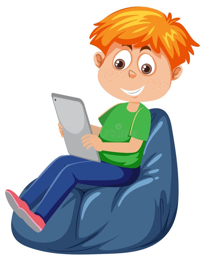 Kid Using Tablet Clipart Stock Illustrations – 87 Kid Using Tablet ...