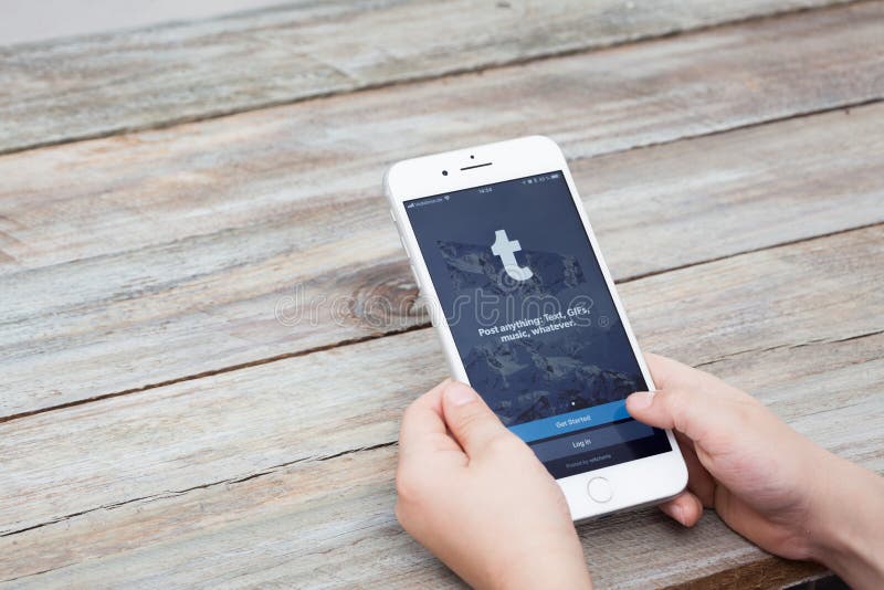 Boy Using Tumblr on IPhone 7 Plus Editorial Stock Photo - Image of ...