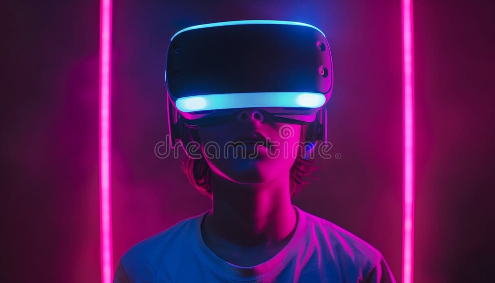 Boy Using Vr. Boy Smiling Using Vr. Boy Playing Game Using Vr Stock ...