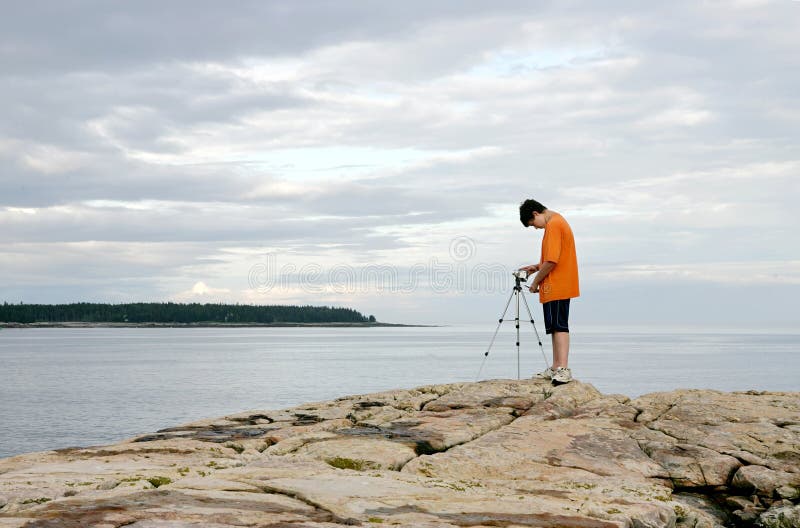 Boy videotaping stock image. Image of landscape, nature - 7305953