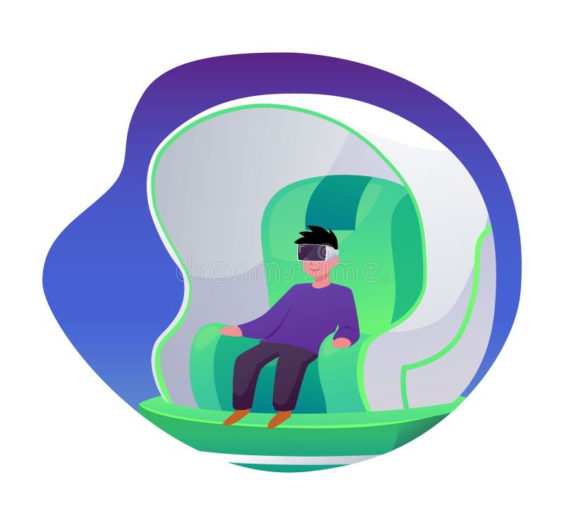 Boy in VR Glasses Playing in Virtual Reality Videogames Attraction ...