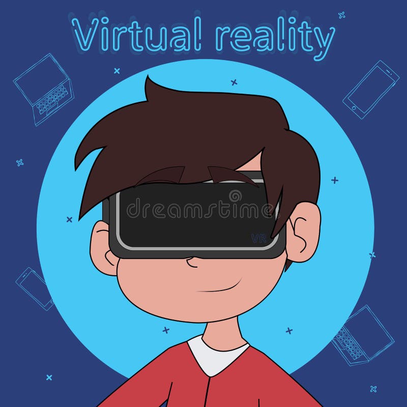 Boy with VR Headset. Virtual Reality for Education and Games Stock ...