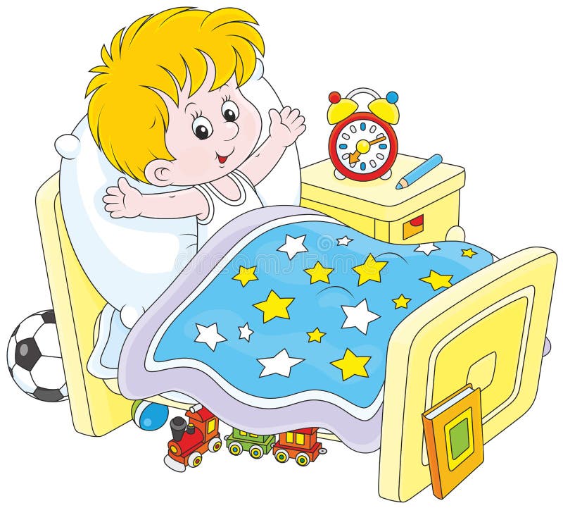 Boy waking up stock vector. Illustration of kids, bedroom - 55056397