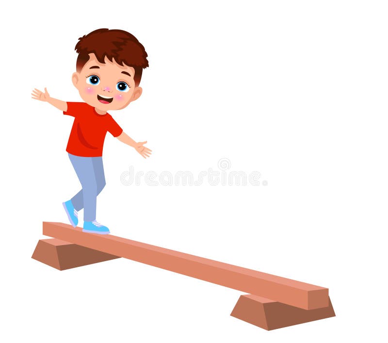Boy Walking on Balance Board Stock Illustration - Illustration of ...