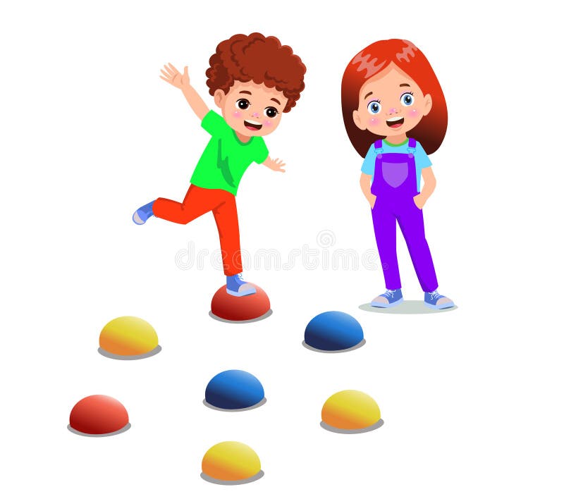 Boy Walking on Balance Board Stock Illustration - Illustration of ...