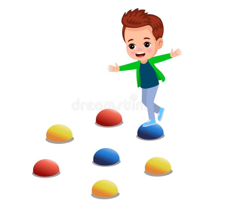 Boy Walking on Balance Board Stock Illustration - Illustration of ...