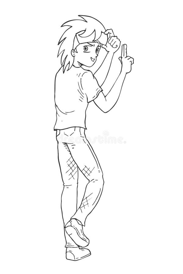 Boy Walking and Waving To Coloring Stock Vector - Illustration of ...