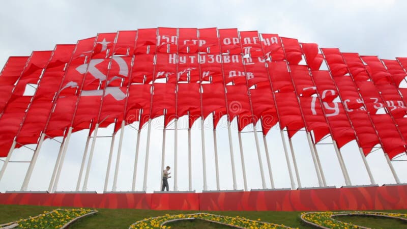 Boy Walks Against Huge Communist Red Stock Footage - Video of huge ...