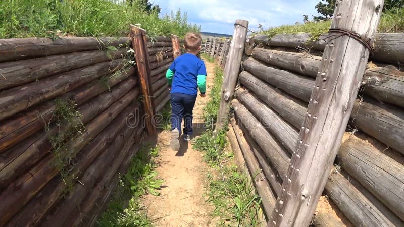 The Boy Was Lost in the Trench Maze, Running through the Trench Stock ...