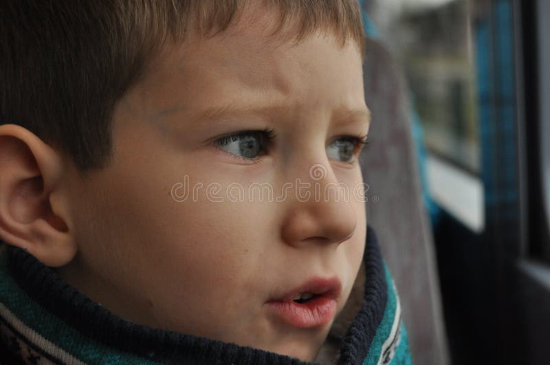 Boy Watching The City Through The Window Subway Stock Image - Image of ...