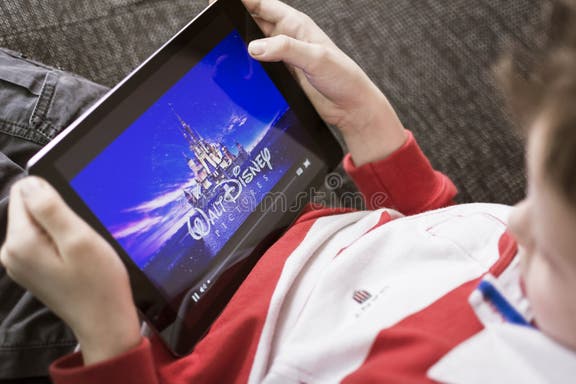 Boy Watching Disney Film on Tablet Pc Editorial Image - Image of ...