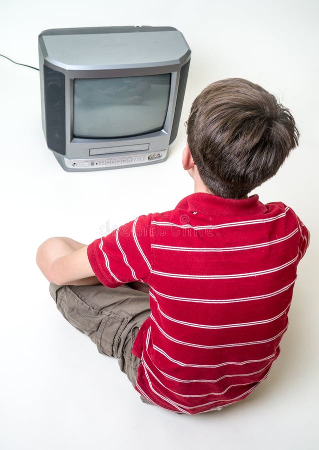 Boy watching tv stock photo. Image of adolesent, male - 25755868