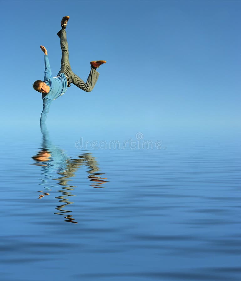 Yoga - Man And His Reflection In Water Stock Image - Image of lifestyle ...
