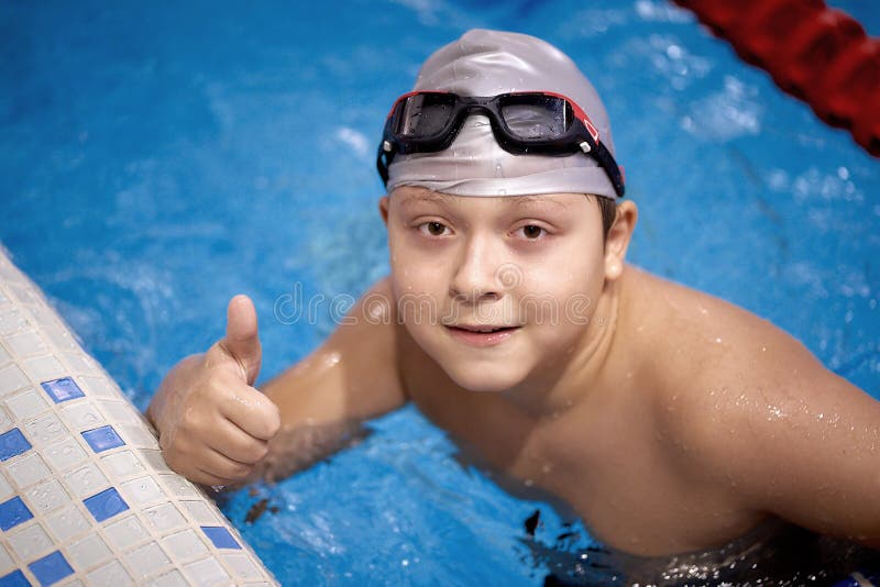 Boy in Water with Thumbs Up Summer Concept Stock Image - Image of ...