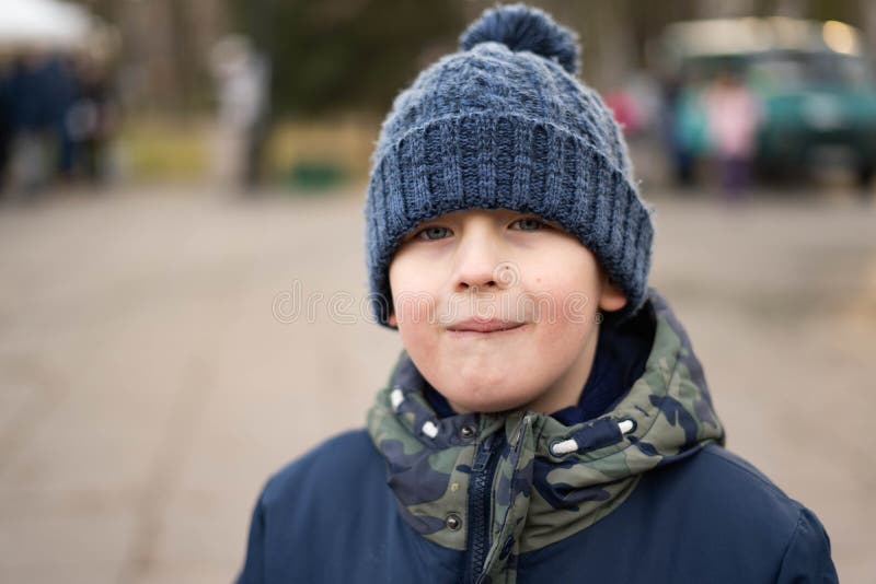 Boy Weared in JAcket and Hat Stock Image - Image of casual, caucasian ...