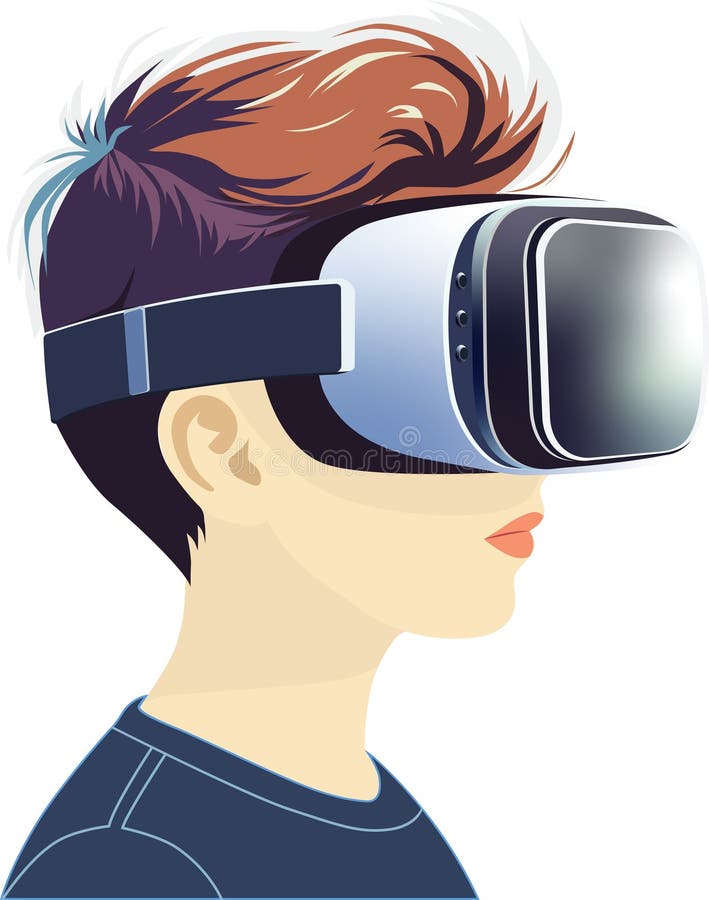 A Boy are Wearing a Virtual Reality Goggles Stock Vector - Illustration ...