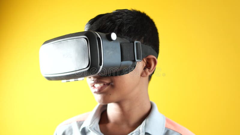 Boy Wearing Virtual Reality Headset, Vr Box. Stock Footage - Video of ...