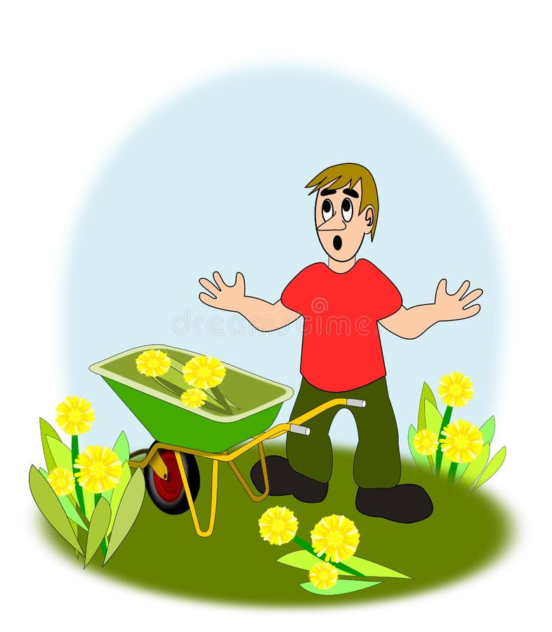 Boy with Wheelbarrow stock illustration. Illustration of male - 91627368