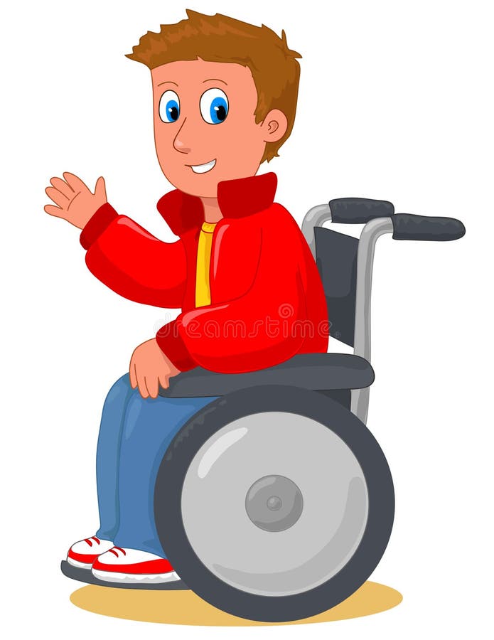 Boy on wheelchair vector stock vector. Illustration of smile - 18151170