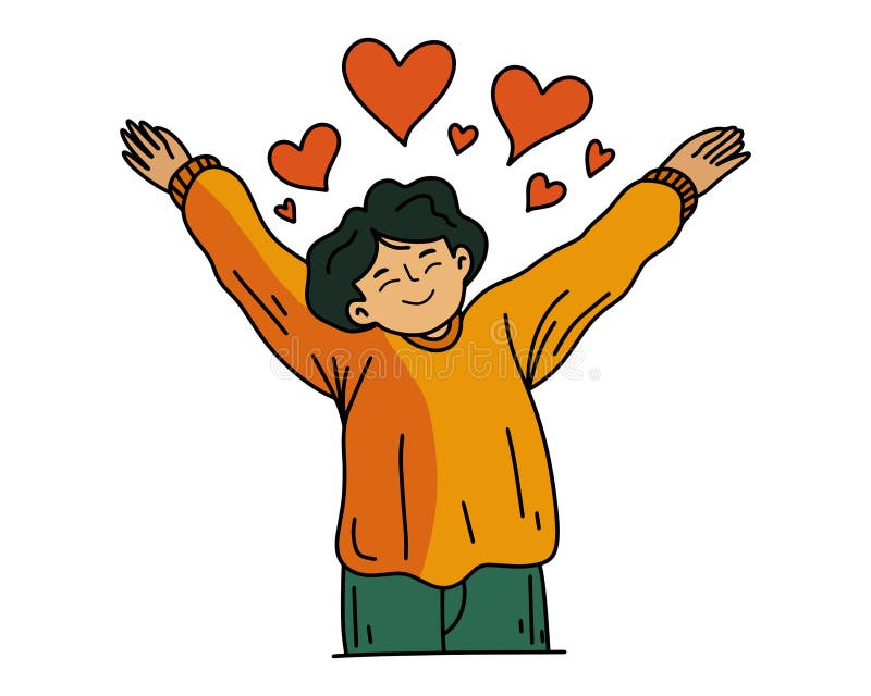 A Boy Who Feels Love. Cartoon Style. Vector. Stock Illustration ...