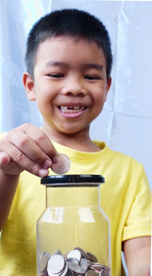 Boy Who Practice Saving Money Stock Photo - Image of income, child ...