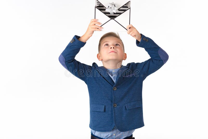 The Boy Will Lift the Empty Opened Gift Box.look in the Bottom of the ...