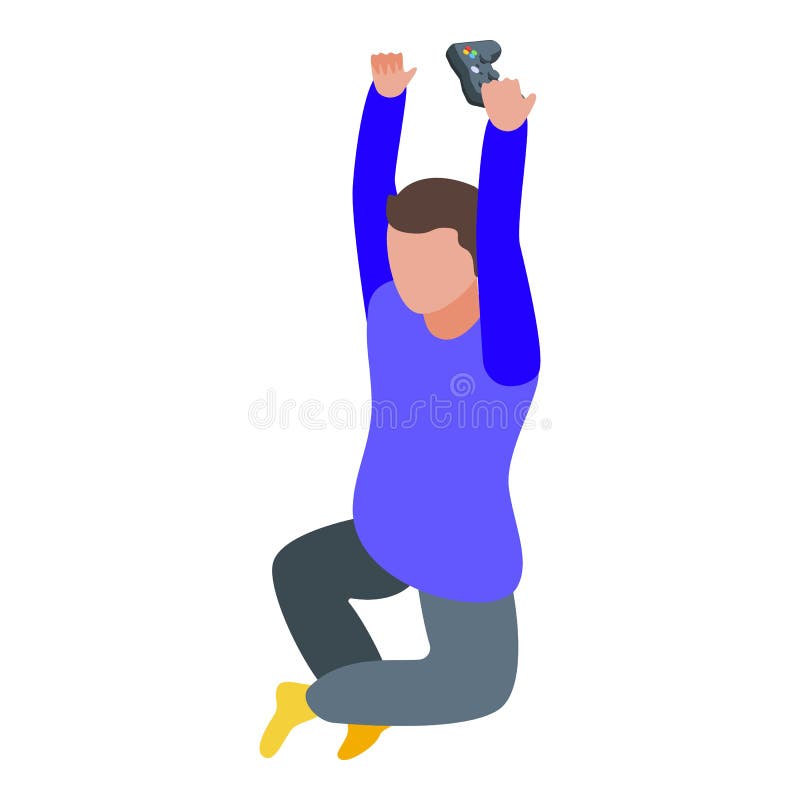Boy Win Video Game Icon, Isometric Style Stock Vector - Illustration of ...