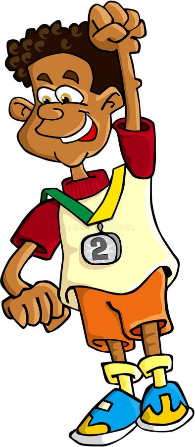 Boy Winner stock vector. Illustration of flag, model, draw - 1423396