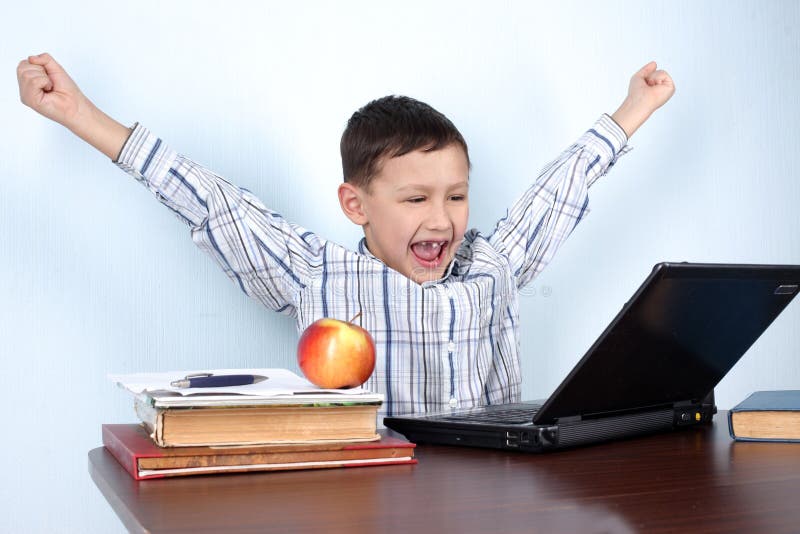 Kid using computer stock photo. Image of caucasian, enjoyment - 16425670