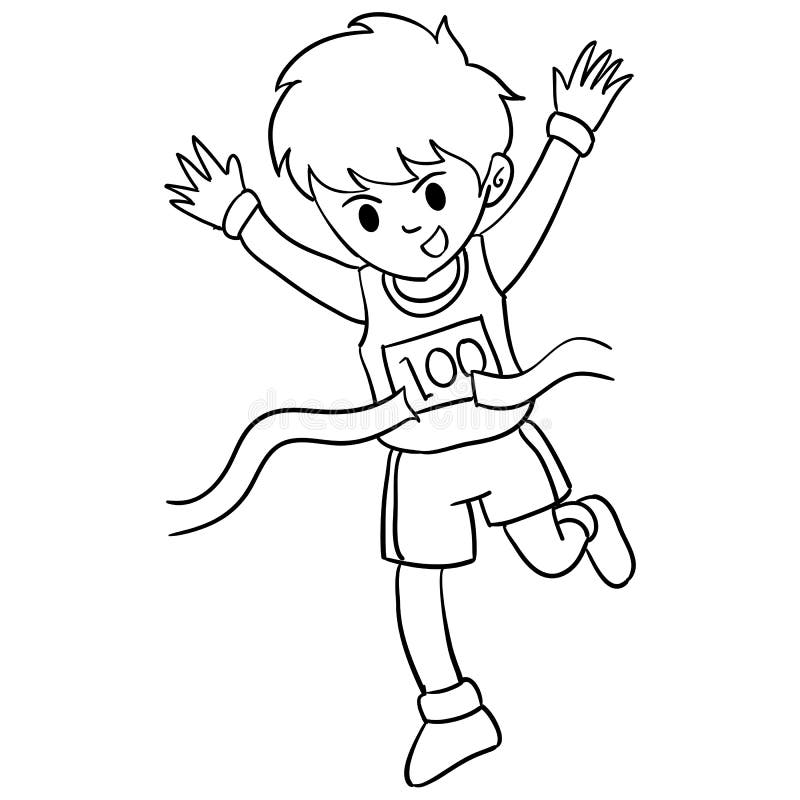 Boy Winner Run Character Style Stock Vector - Illustration of isolated ...