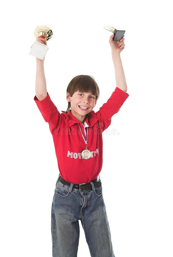 Boy winning in competition stock photo. Image of hero - 2430032
