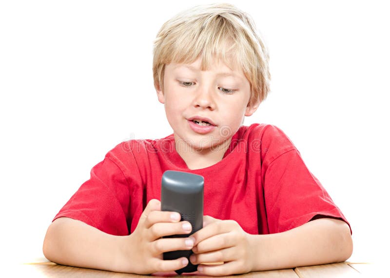 Boy with wireless phone stock image. Image of funny, small - 25225379