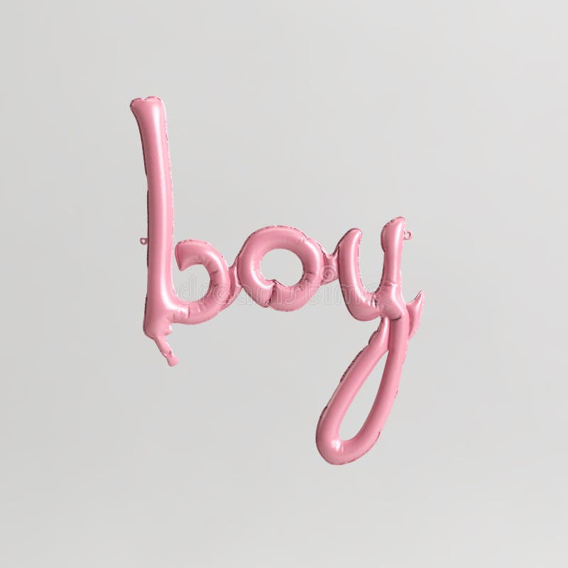 Boy Word-shaped 3d Illustration of Type 4 Pink Balloons Isolated on ...