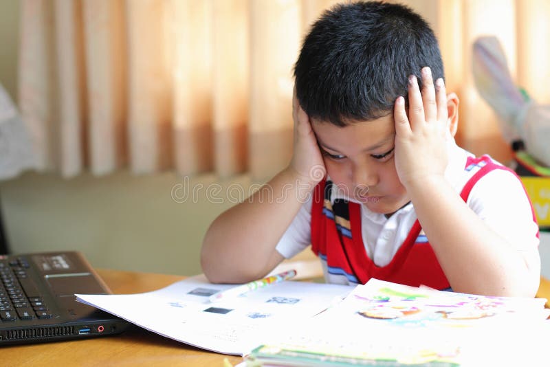 The boy work homework stock photo. Image of parenting - 32478688