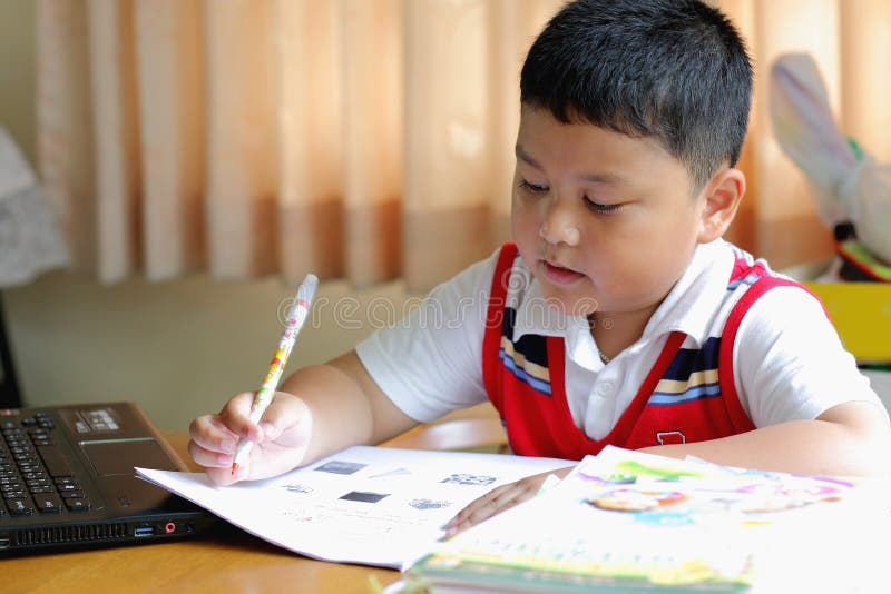 The boy work homework stock image. Image of child, help - 32478689