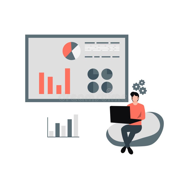 A Boy is Working on a Chart Graph Stock Illustration - Illustration of ...