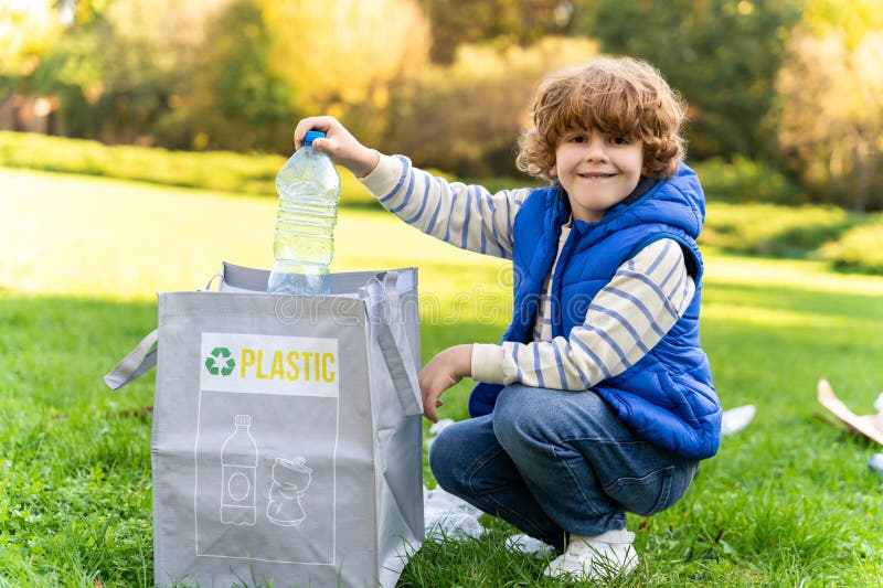 Boy Working E in Park Cleaning Garbage and Promoting Environmental Care ...