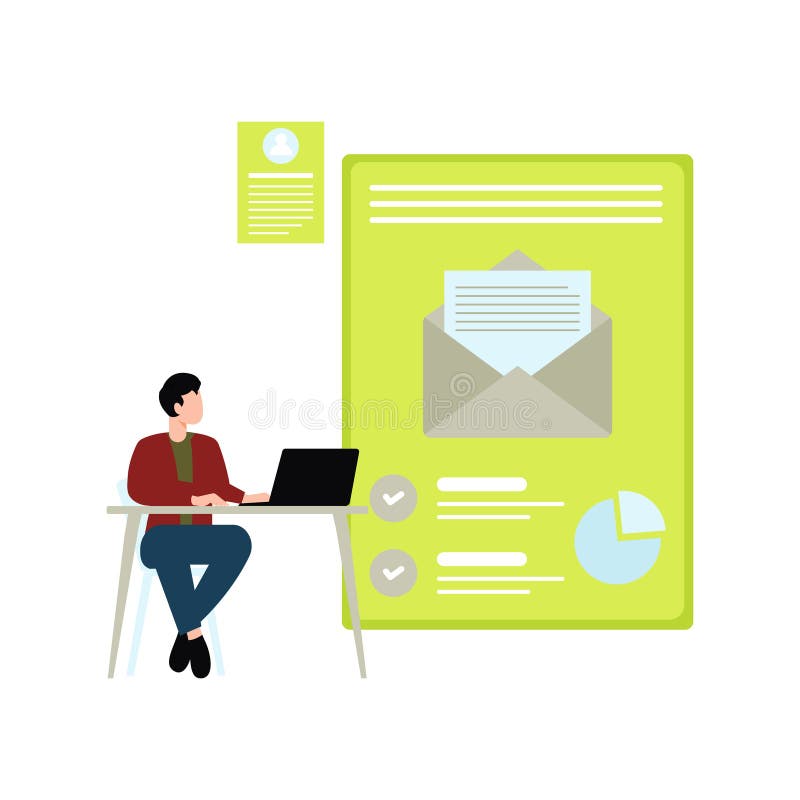 A Boy is Working on an Email Stock Image - Image of business, letter ...