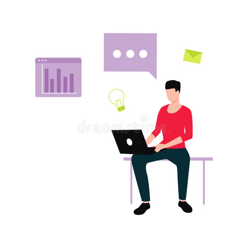 The Boy is Working on His Laptop Stock Image - Image of laptop ...