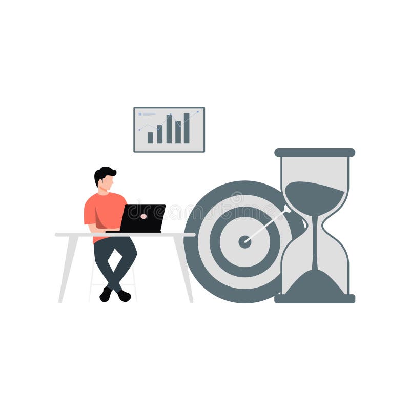 The Boy is Working on Laptop for Business Target Stock Illustration ...