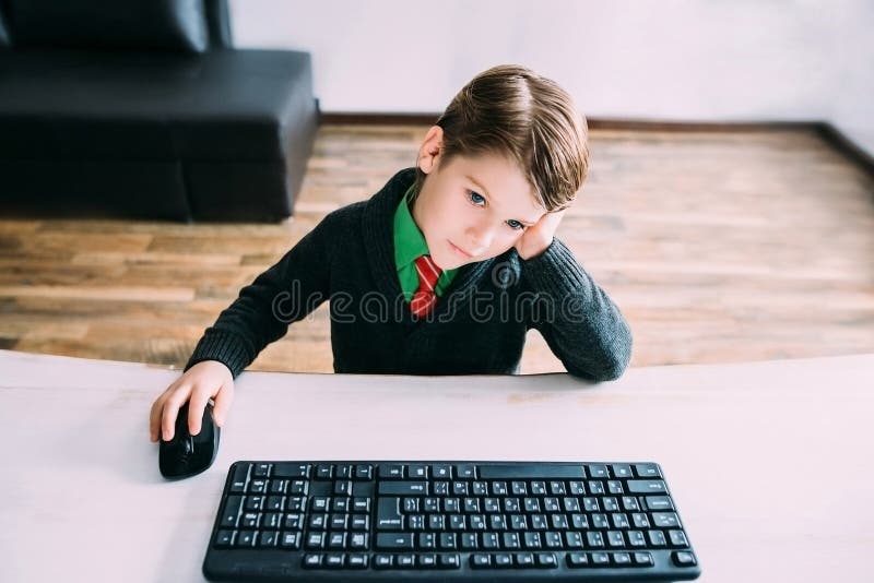 Boy working on a PC stock photo. Image of educator, laptop - 71374182