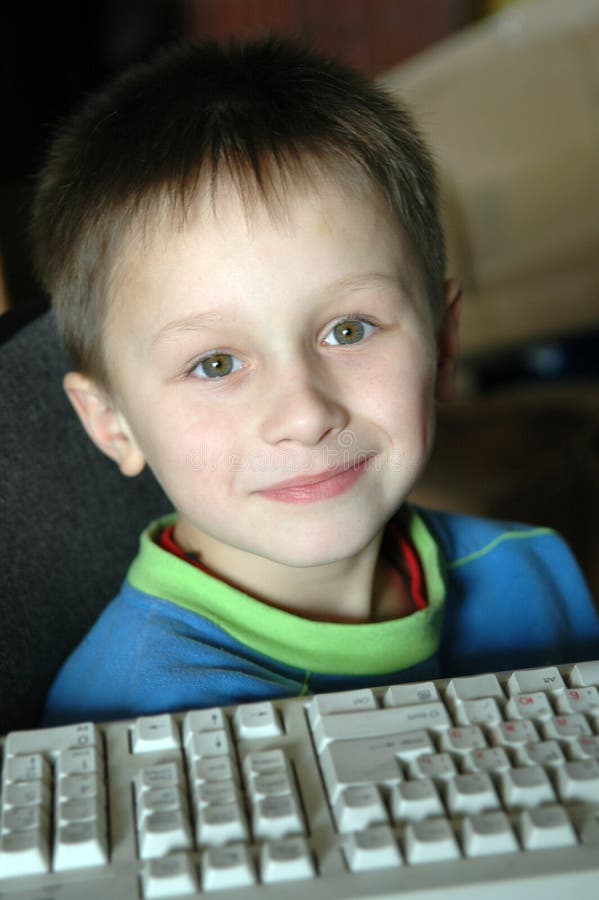 Boy Works with the Computer Stock Image - Image of keyboard, work: 6599663